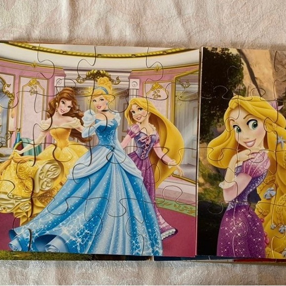 Disney | Toys | Multi Disney Princess 7 Puzzles With Wood Tray | Poshmark